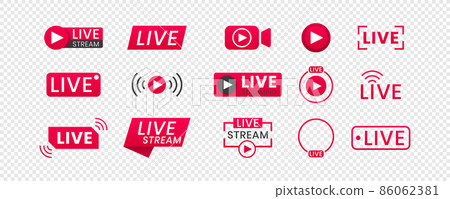 Live streaming icons on transparent background.... - Stock Illustration ...