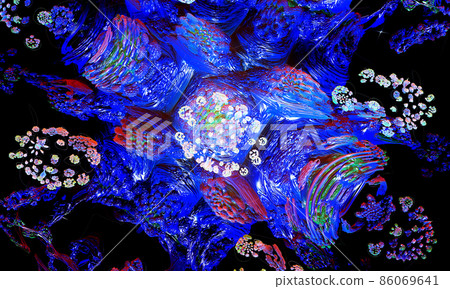 An abstract computer generated blue fractal... - Stock Illustration ...