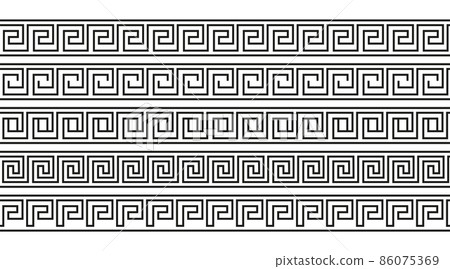 Seamless meander patterns. Greek meandros, fret... - Stock Illustration ...