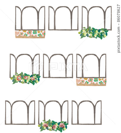 Cute bay window of windows and flower beds - Stock Illustration ...