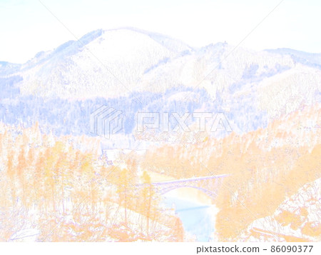 Fukushima Prefecture Winter Tadami Line scenery - Stock Illustration ...