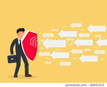 Businessman used shield to resist the arrow.... - Stock Illustration ...