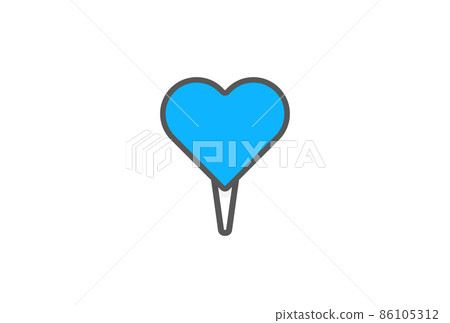 Pin with a light blue heart-shaped mark: Image... - Stock Illustration ...