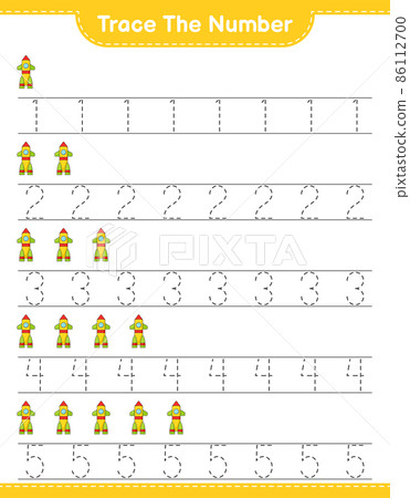 Trace the number. Tracing number with Rocket.... - Stock Illustration ...