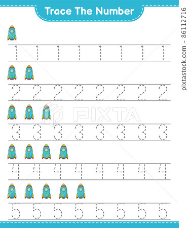 Trace the number. Tracing number with Rocket.... - Stock Illustration ...