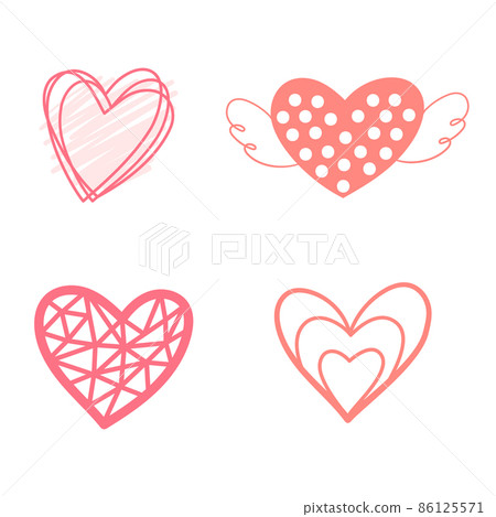 Hand drawn flat heart shape collection - Stock Illustration [86125571 ...