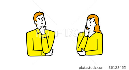 Men's and women's thinking poses - Stock Illustration [86128465] - PIXTA