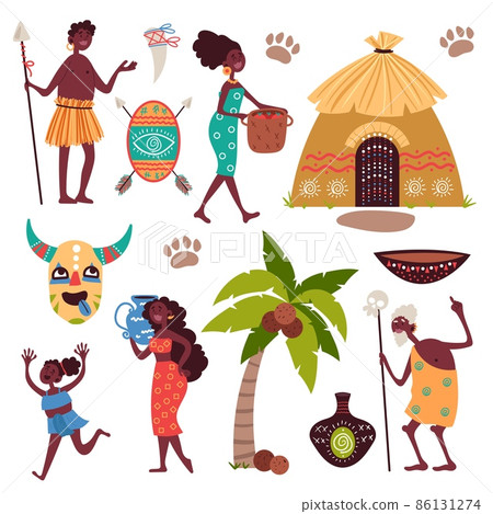 African traditional element. Cartoon tribal... - Stock Illustration ...