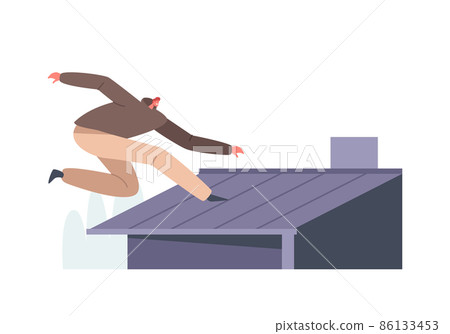 Young Man Practicing Parkour in City Jumping on... - Stock Illustration ...