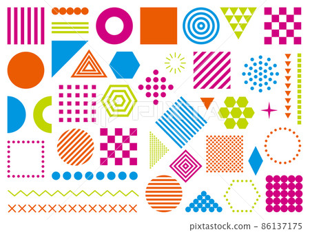 Memphis Geometry Colorful Set - Stock Illustration [86137175] - PIXTA
