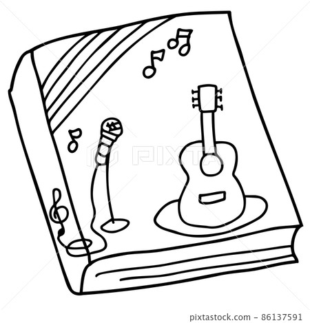 Line art illustration of a music book - Stock Illustration [86137591 ...