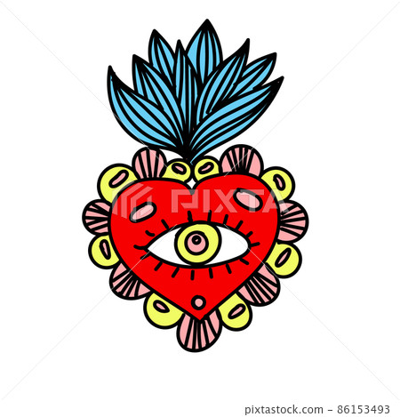 Mexican Sacred Heart Drawing
