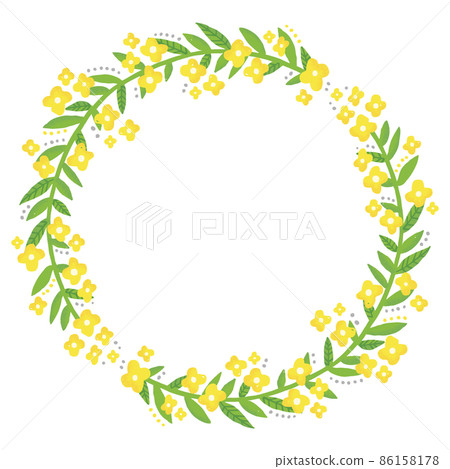 Hand-painted yellow flower circle frame - Stock Illustration [86158178 ...