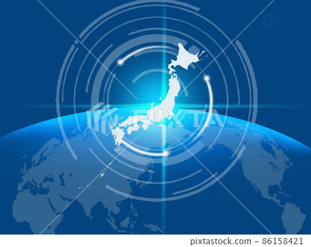 Map of Japan with a hemispherical earth and... - Stock Illustration ...
