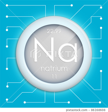 Realistic button with natrium symbol. Chemical... - Stock Illustration ...
