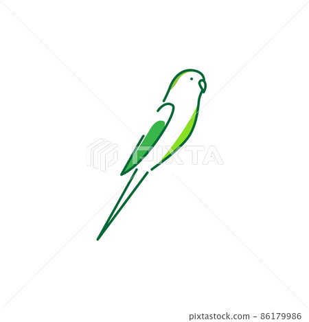 line art abstract bird green parakeet logo... - Stock Illustration ...