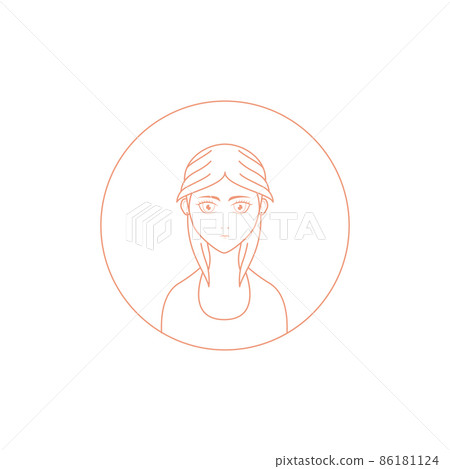 cartoon cute line older sister logo design... - Stock Illustration ...