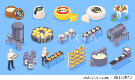 Isometric Cheese Production Icons - Stock Illustration [86183940] - PIXTA