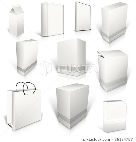 Ten white blank boxes isolated on white - Stock Illustration [86184797 ...