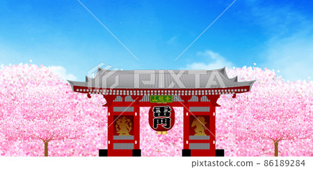Sakura Tokyo spring background - Stock Illustration [86189284] - PIXTA