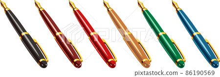 Fountain pen color variations - Stock Illustration [86190569] - PIXTA