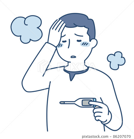 A man with fever - Stock Illustration [86207070] - PIXTA