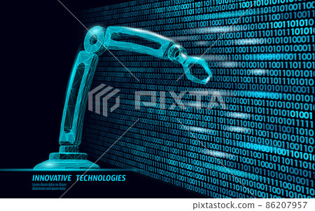 Robot arm low poly manipulator. Part construct... - Stock Illustration ...