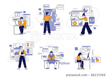 People programming. Professional java... - Stock Illustration [86215568 ...