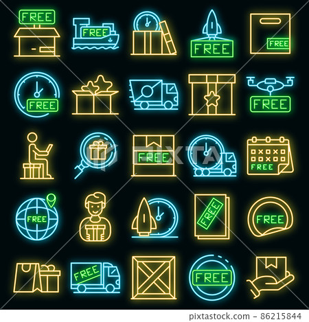 Free shipping icons set vector neon - Stock Illustration [86215844] - PIXTA