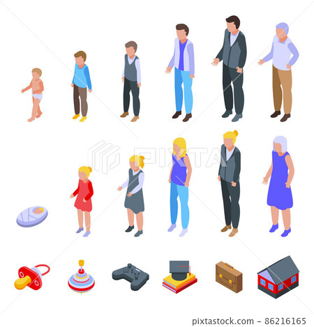 Generation icons set, isometric style - Stock Illustration [86216165 ...