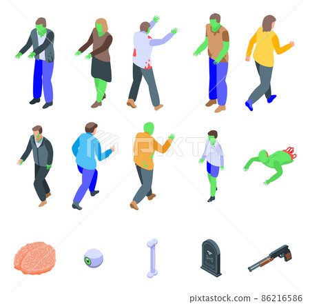 Zombie icons set, isometric style - Stock Illustration [86216586] - PIXTA