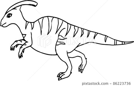 Parasaurolophus line drawing - Stock Illustration [86223736] - PIXTA