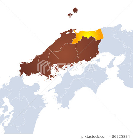 Tottori Prefecture Map and Chugoku Region - Stock Illustration ...