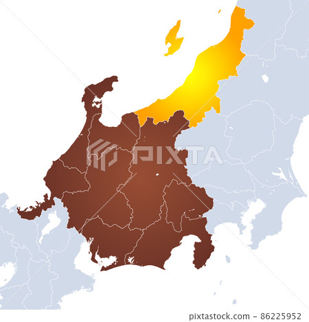 Niigata Prefecture Map and Chubu Region - Stock Illustration [86225952 ...