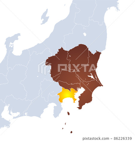 Kanagawa Prefecture Map and Kanto Region - Stock Illustration [86226339 ...