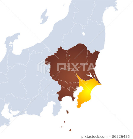 Chiba Prefecture Map and Kanto Region - Stock Illustration [86226425 ...