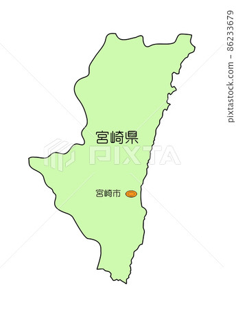Map of Japan Miyazaki Prefecture - Stock Illustration [86233679] - PIXTA