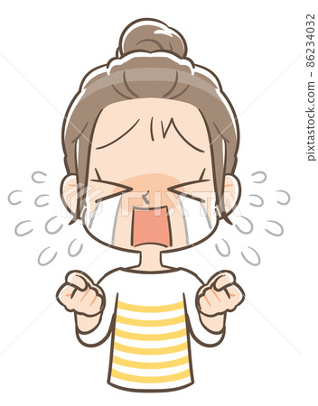 A girl with a dumpling head crying - Stock Illustration [86234032] - PIXTA