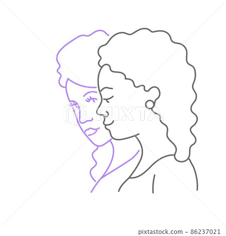 Portrait of a young woman. Double face. - Stock Illustration [86237021 ...