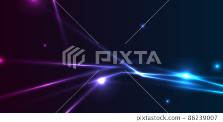 Blue ultraviolet neon glowing laser lines... - Stock Illustration [86239007] - PIXTA