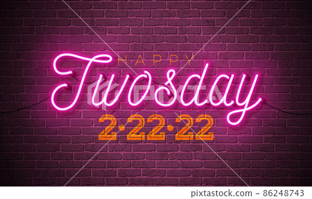 Happy Twosday Illustration with Glowing Neon... - Stock Illustration ...