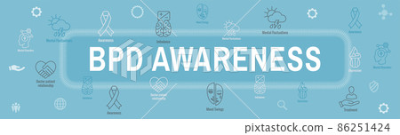 BPD - Borderline Personality Disorder icon set... - Stock Illustration ...