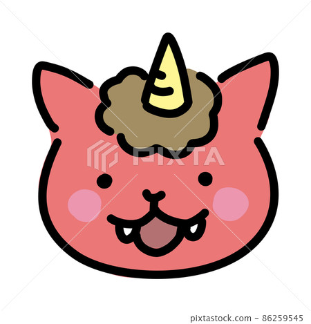 Setsubun, the face of a red demon cat - Stock Illustration [86259545 ...
