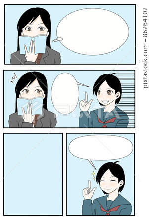 Cartoon of two female students (3) - Stock Illustration [86264102] - PIXTA