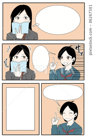 Cartoons of two female students (5) - Stock Illustration [86267381] - PIXTA