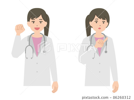 Female doctor's pose guts pose pointing - Stock Illustration [86268312 ...