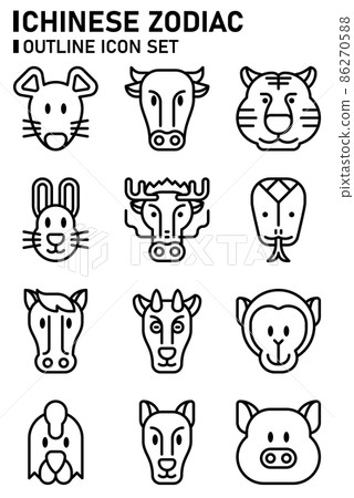 Chinese zodiac icon set. - Stock Illustration [86270588] - PIXTA