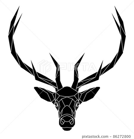 The black geometric head of deer. Polygonal... - Stock Illustration ...