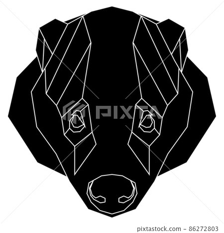 The black geometric head of badger. Polygonal... - Stock Illustration ...