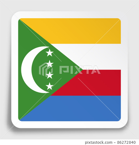 Comoros flag icon on paper square sticker with... - Stock Illustration ...